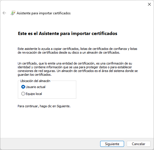 Instalar certificado en Windows